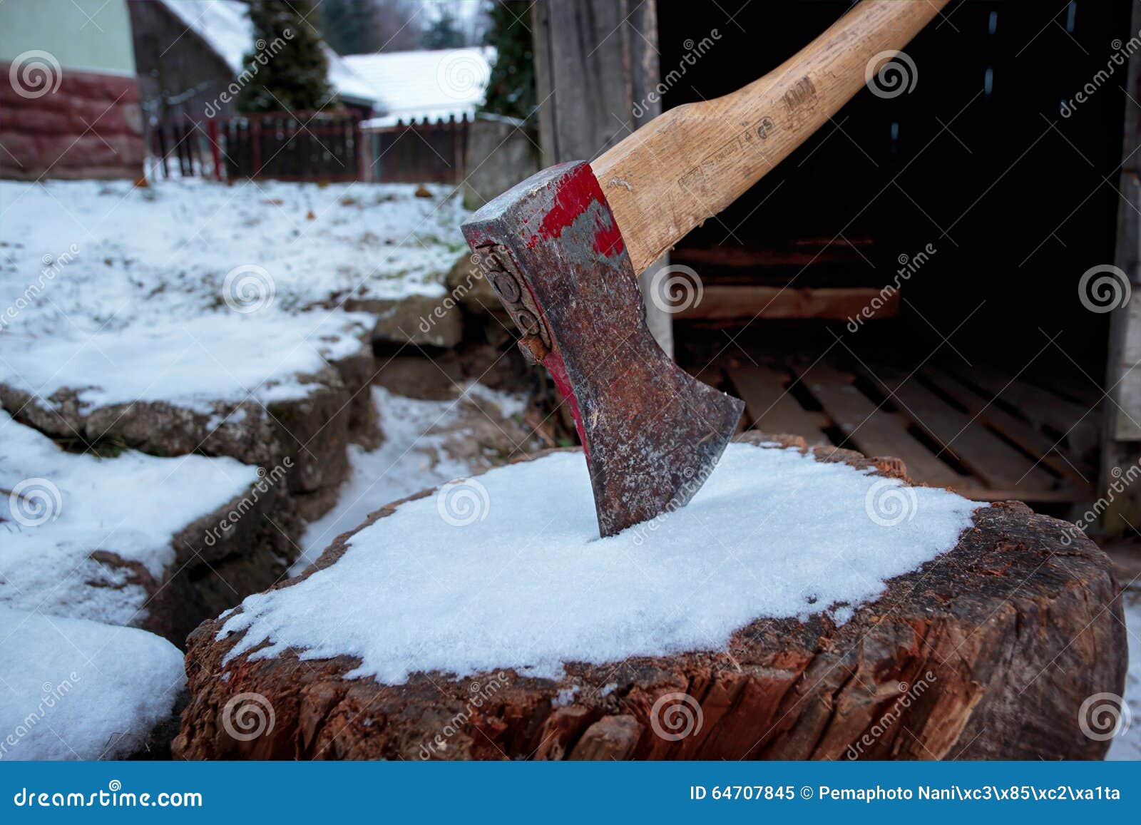 Axe in Log stock image. Image of bladed, trunk, shaft - 64707845