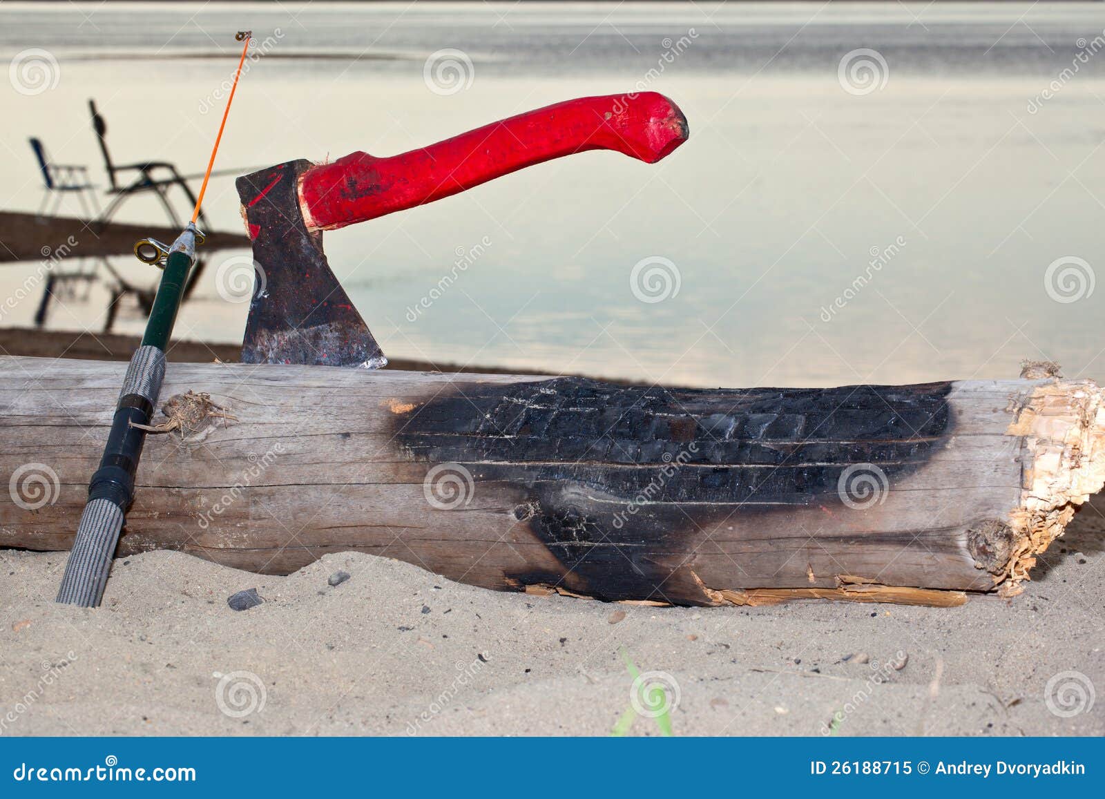 Axe Log Fishing Tackle River Stock Image - Image of water, semidarkness ...
