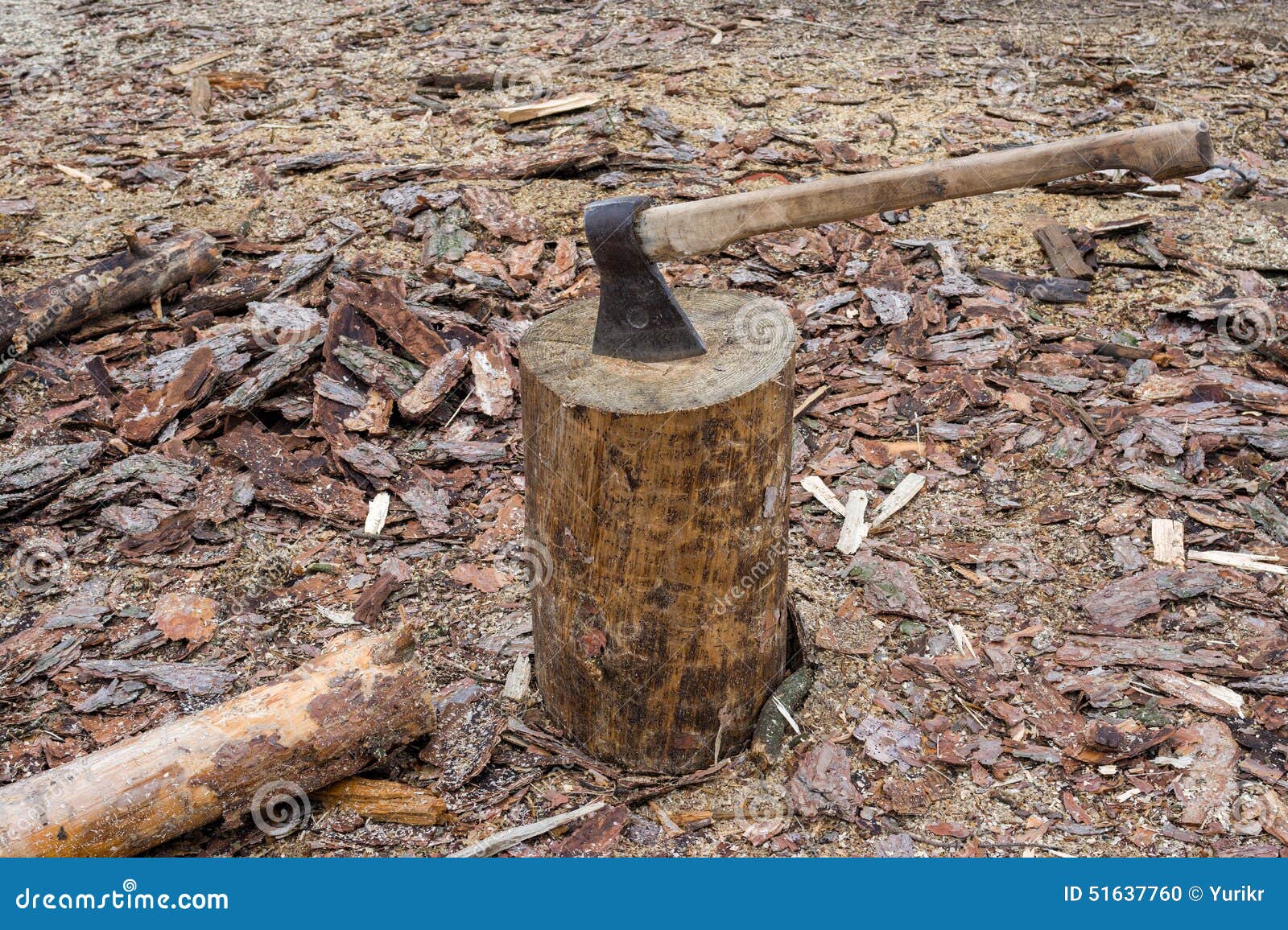 Axe on a log stock photo. Image of instrument, hack, timber - 51637760