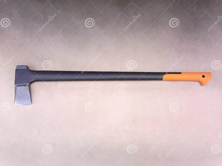 Axe Long, Plastic Handle, Gray Shaded Background Stock Image - Image of ...