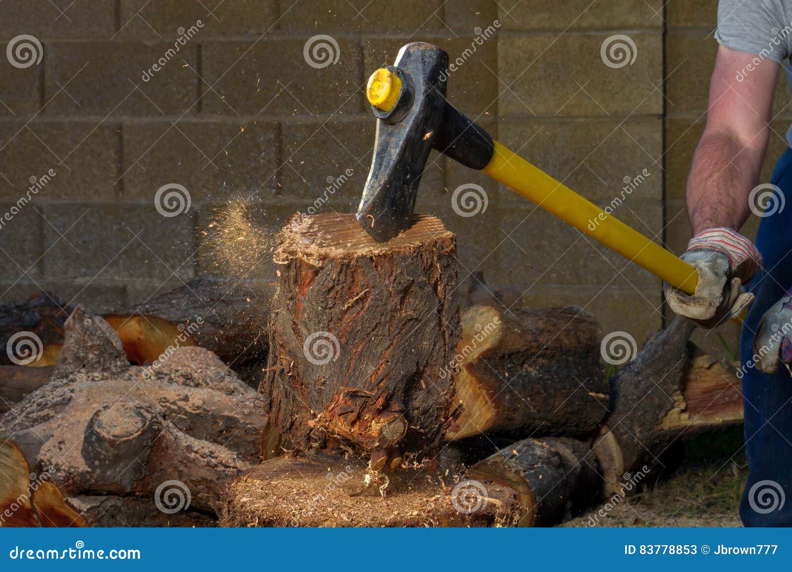 Axe in Motion Pulling Up a Log after Hitting it Stock Image - Image of ...