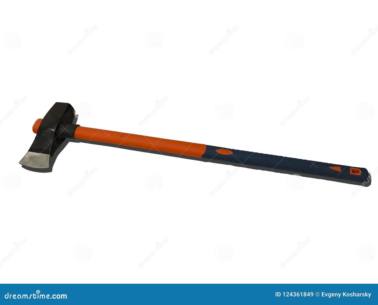 Axe with red handle. stock image. Image of black, equipment - 124361849
