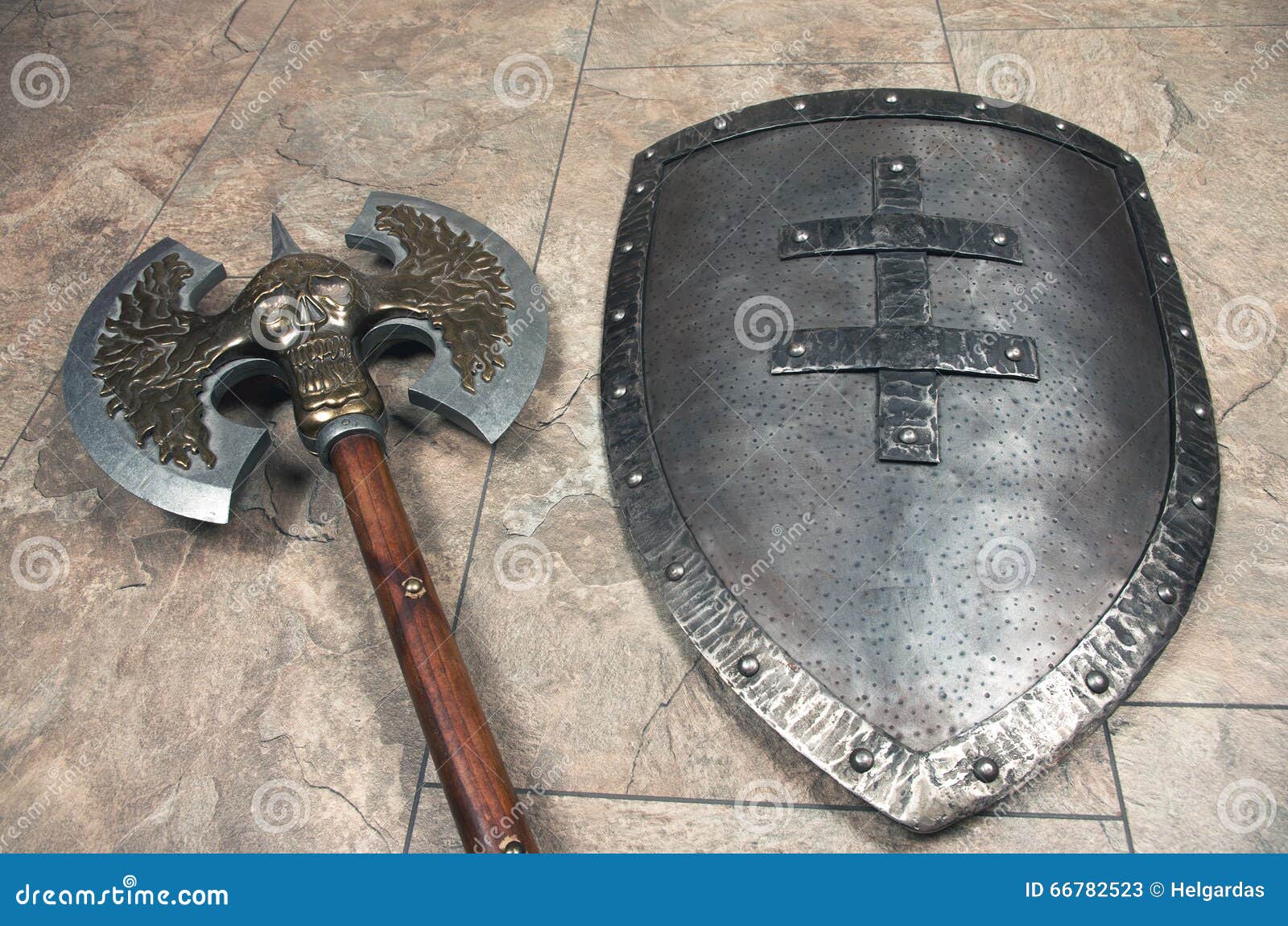 Axe and shield close up stock image. Image of view, vikings - 66782523