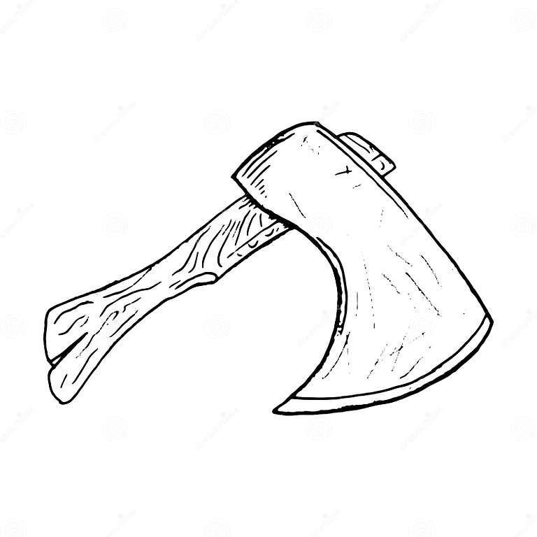 Axe Sketch Drawing. Vector of a Forester Axe Stock Vector ...