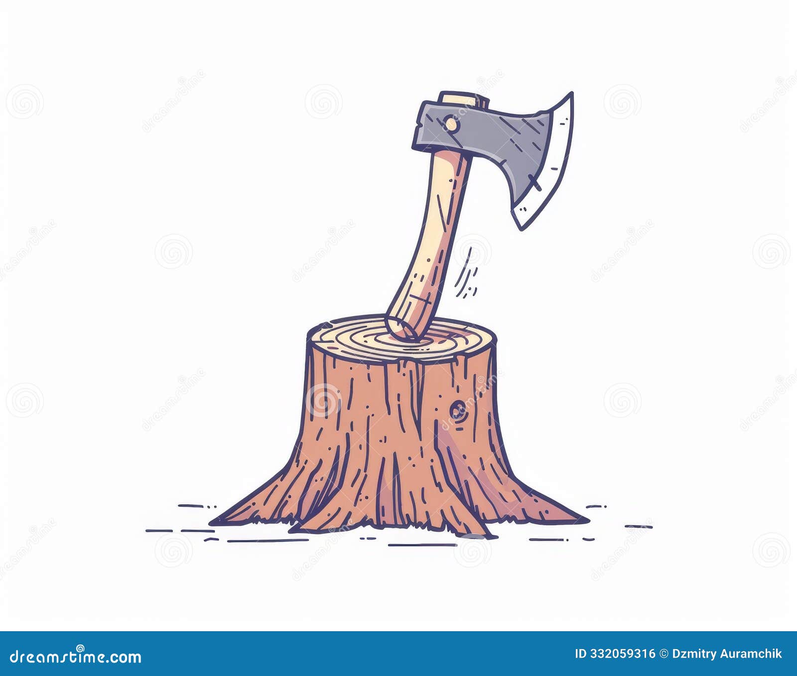 The Axe in Stump is Shown As a Continuous One Line Drawing. the Strokes ...