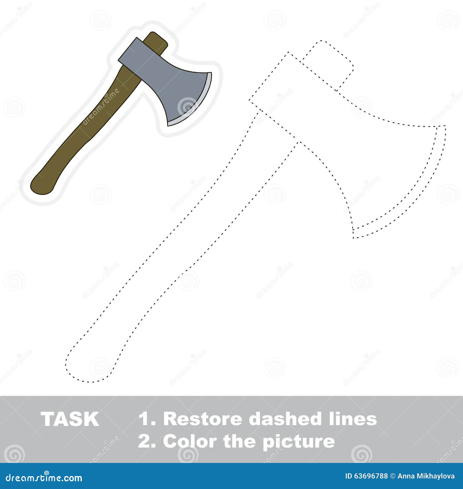 Axe Toy To Be Traced. Vector Trace Game. Stock Vector - Illustration of ...