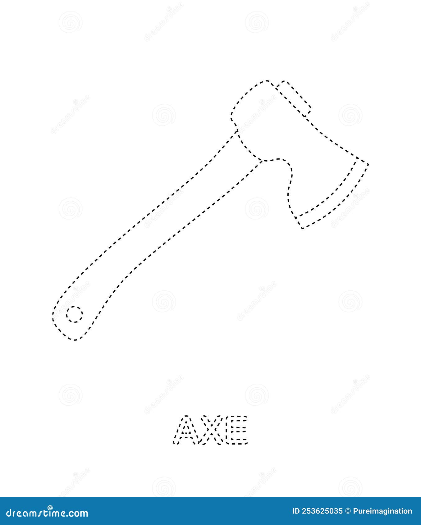 Axe Tracing Worksheet for Kids Stock Vector - Illustration of isolated ...