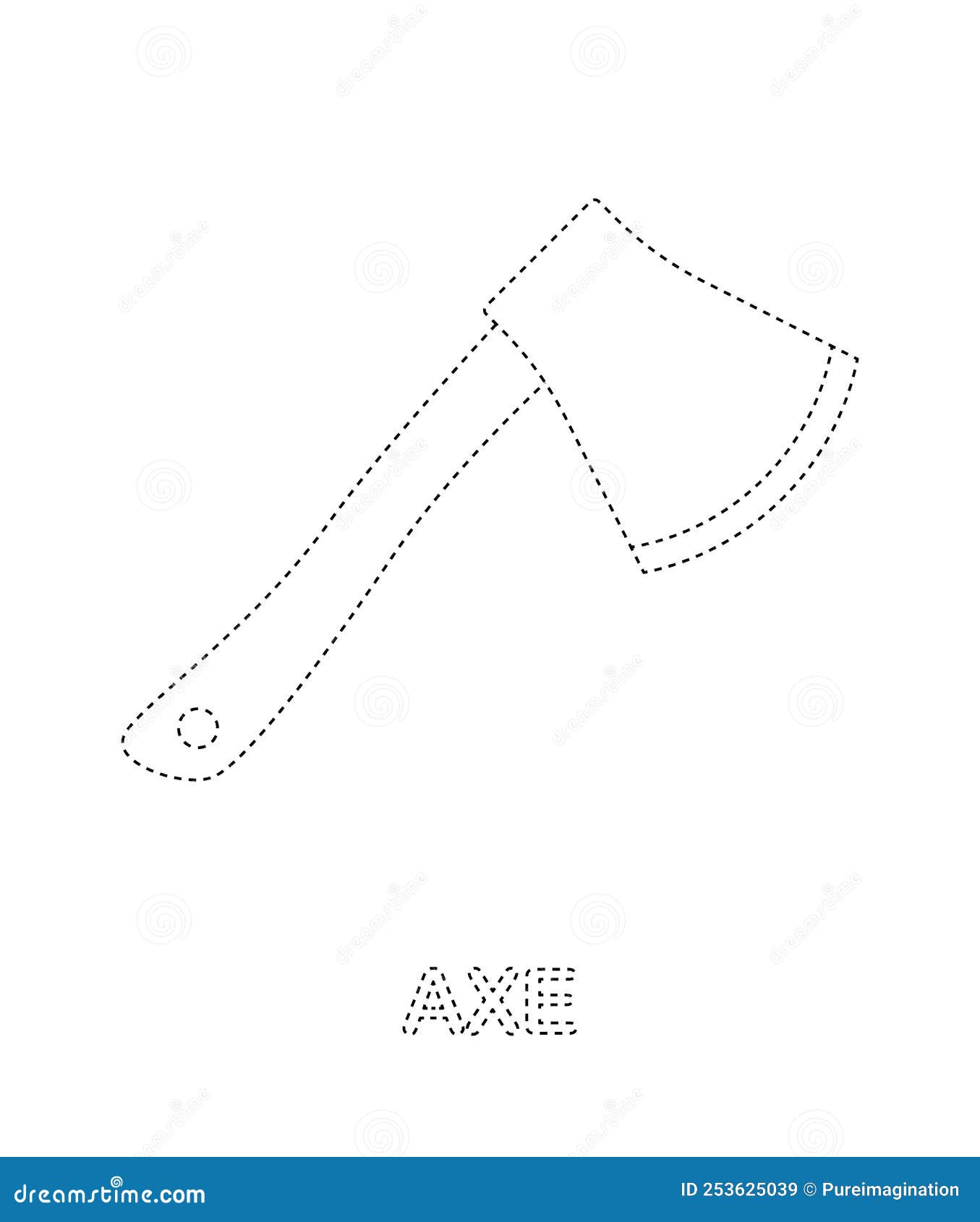 Axe Tracing Worksheet for Kids Stock Vector - Illustration of child ...