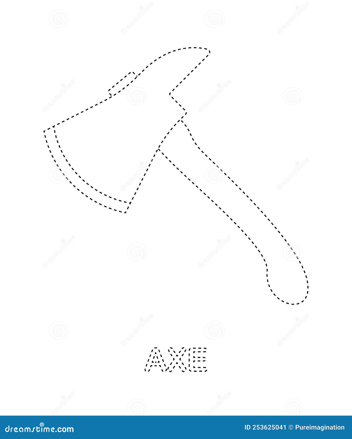 Axe Tracing Worksheet for Kids Stock Vector - Illustration of drawing ...