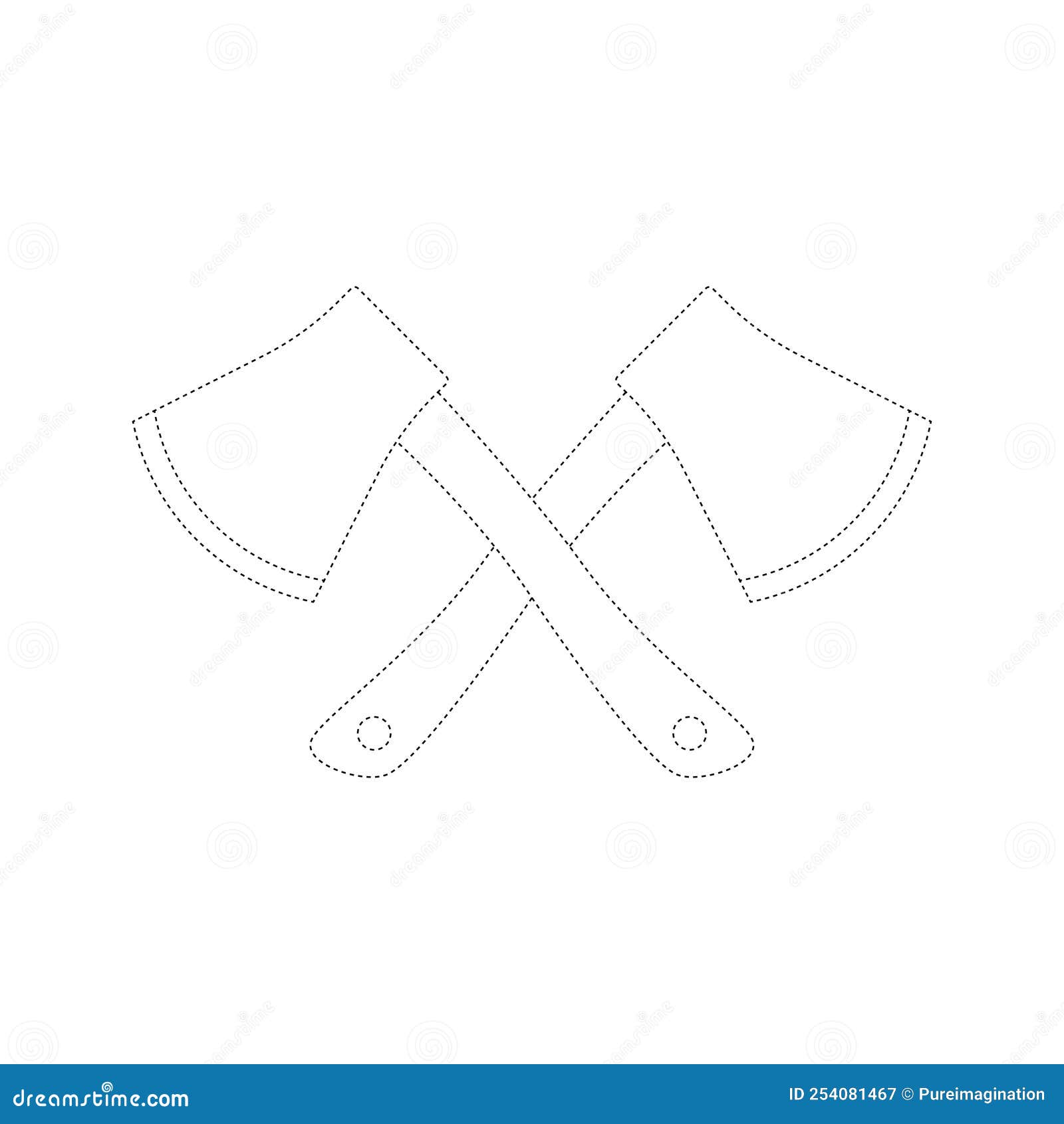 Axe Tracing Worksheet for Kids Stock Vector - Illustration of isolated ...