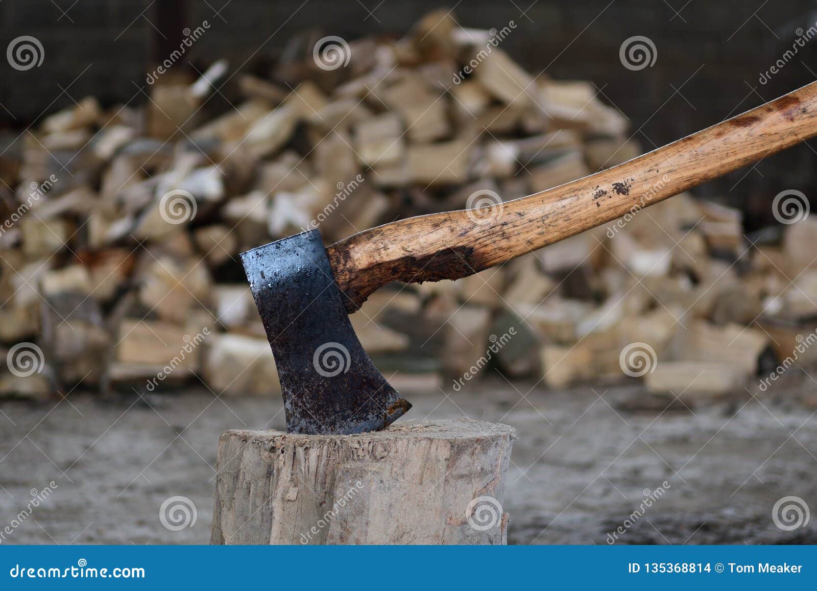 Axe in wood stock photo. Image of angle, closeup, logs - 135368814