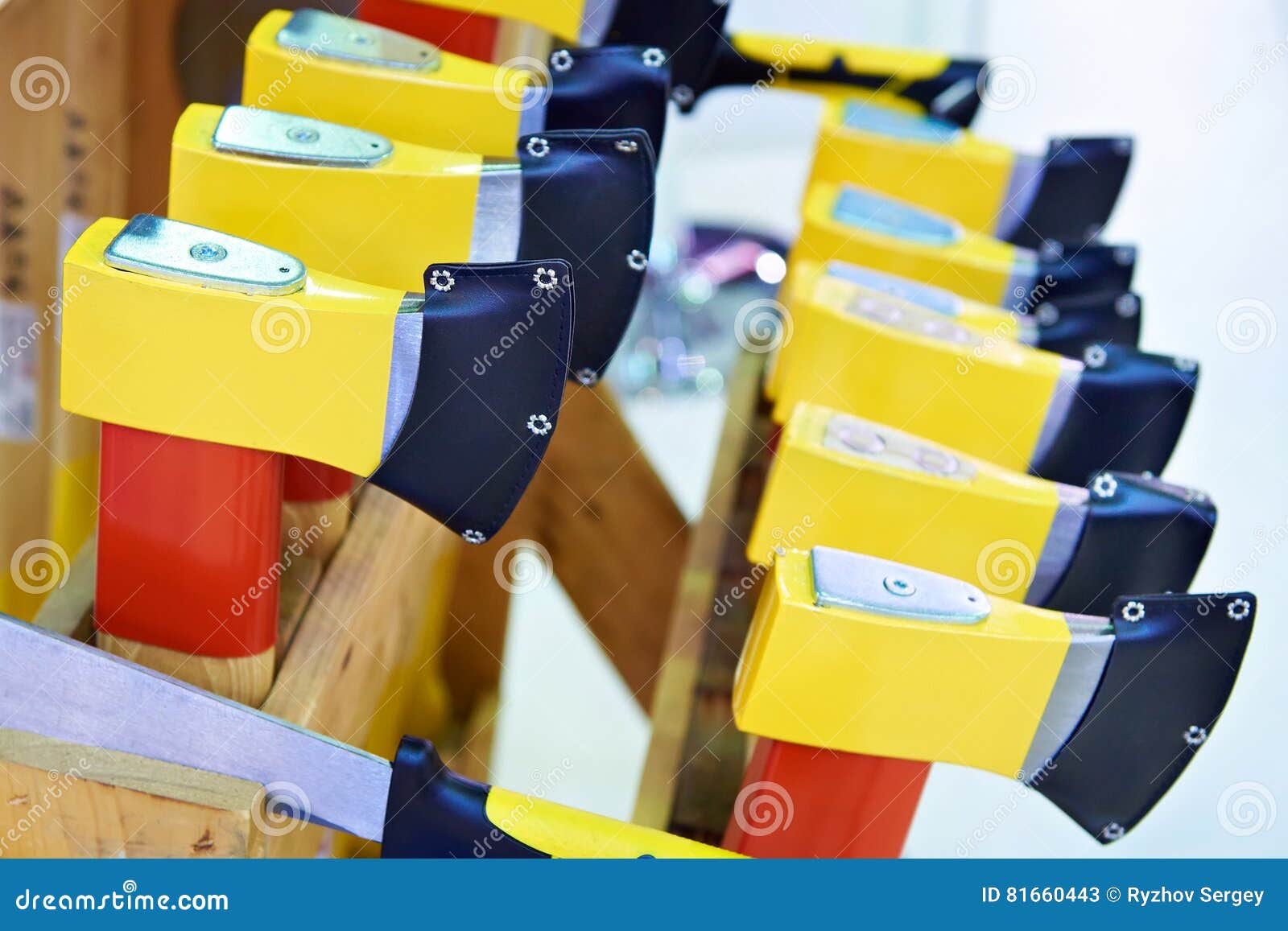 Axes in Row in Hardware Store Stock Image - Image of workshop ...
