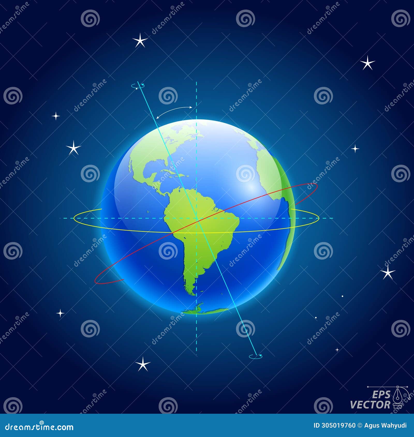 Earth Axis Diagram With Pole And Equator. 3D Illustration. Royalty-Free ...
