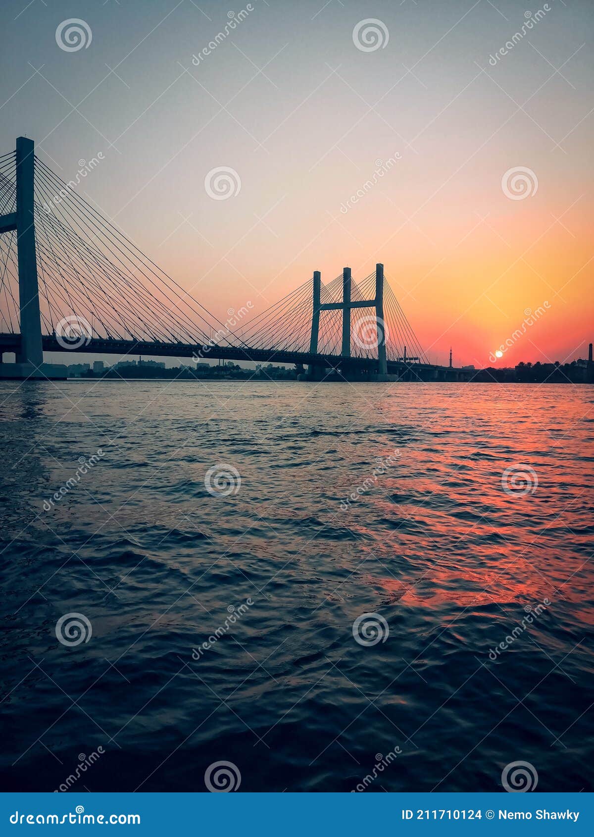 Axis Bridge in Egypt with Sunset View Stock Photo - Image of waves ...