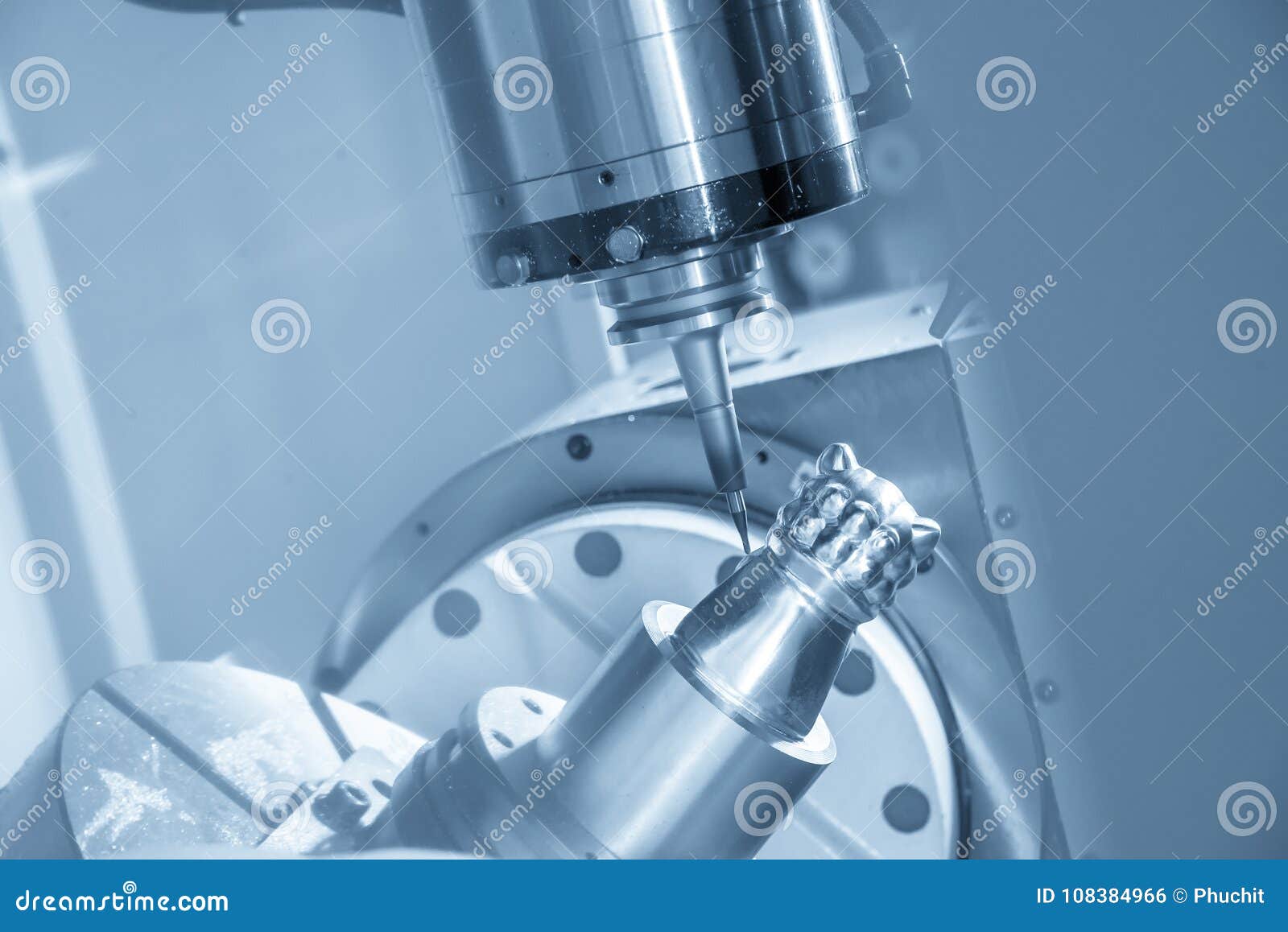The 5-axis CNC Machine Cutting the Sample Part. Stock Photo - Image of ...