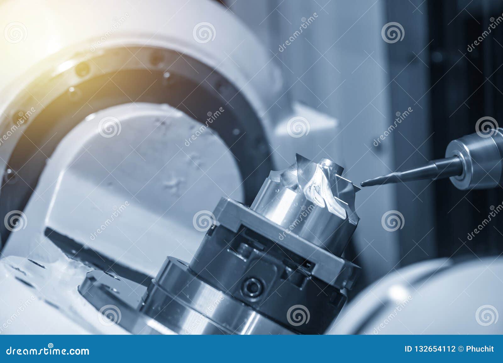 The 5-axis CNC Milling Machine Cutting Aerospace Part . Stock Photo ...