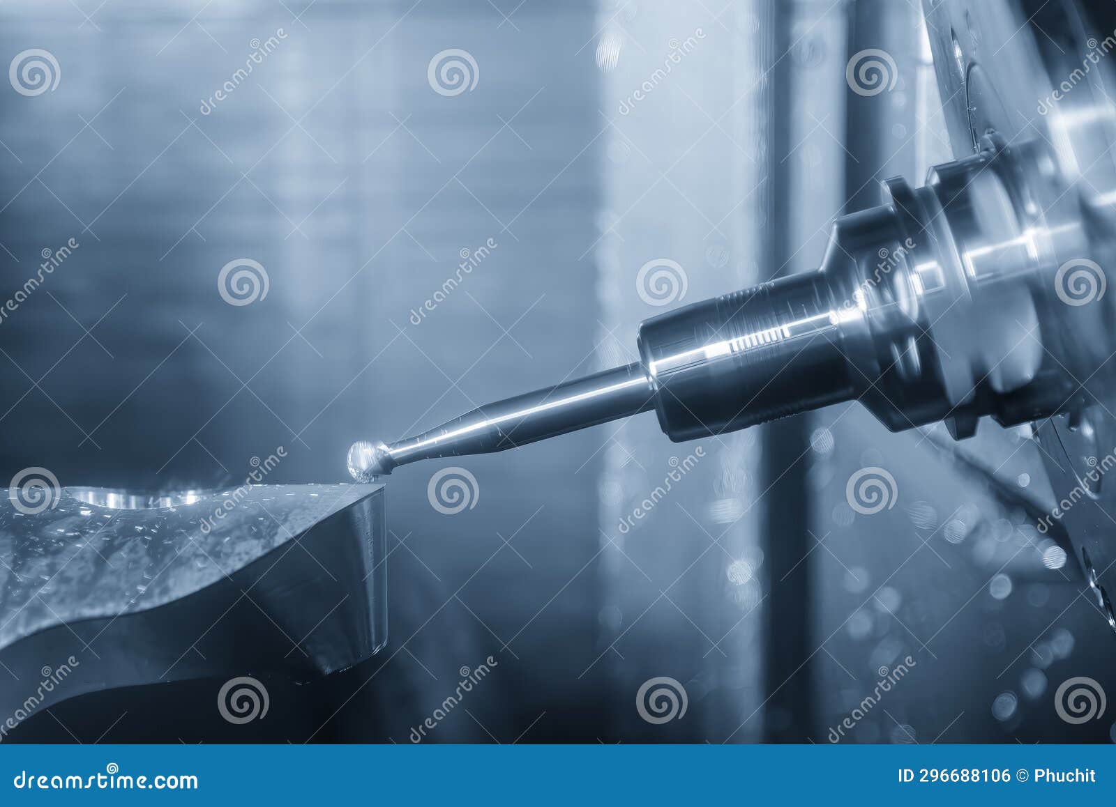 The 5-axis CNC Milling Machine Cutting the Metal Part with Solid Ball ...