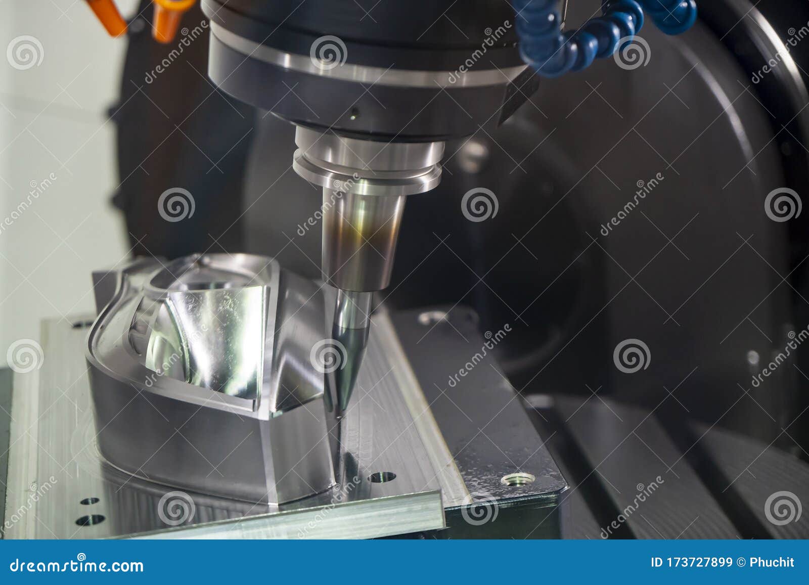 The 5 Axis Cnc Milling Machine Cutting The Mold Parts By Solid Barrel