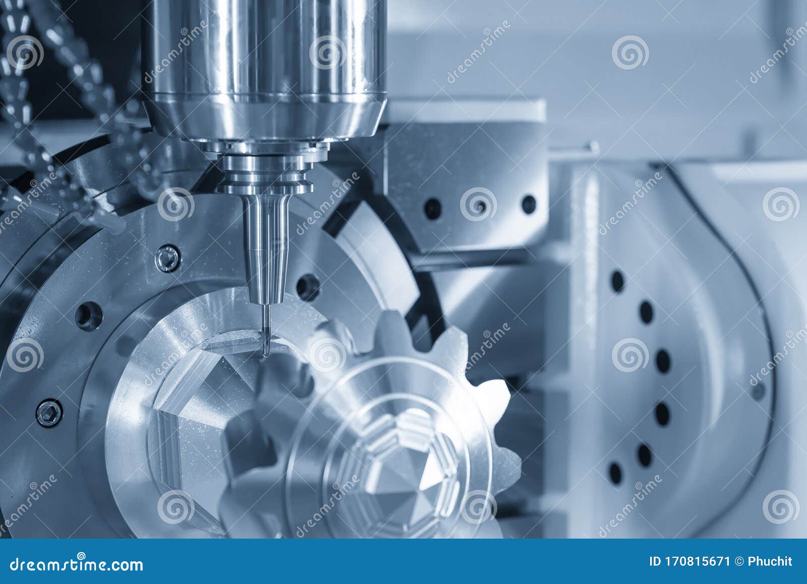The 5-axis CNC Milling Machine . Stock Image - Image of material, metal ...