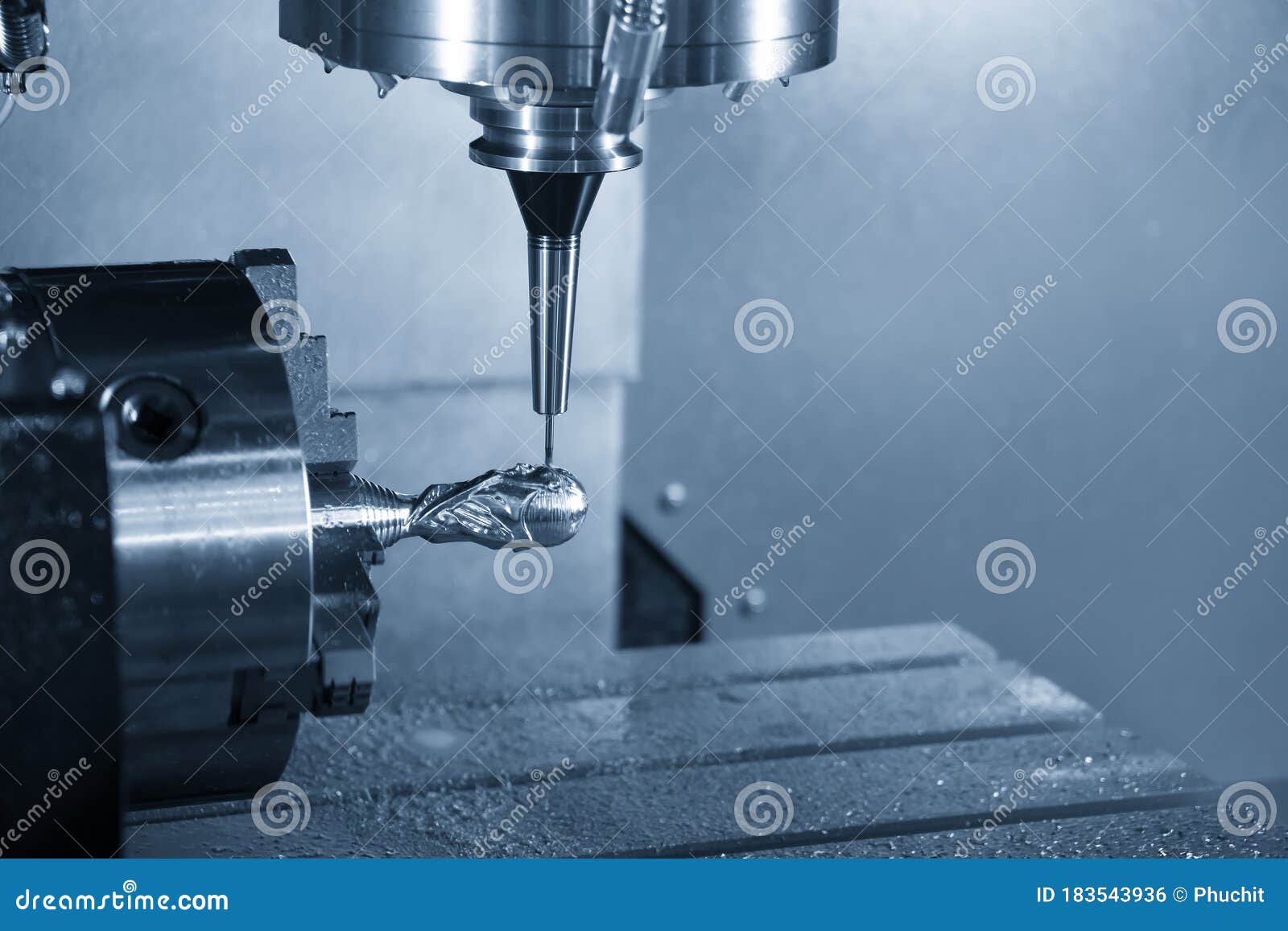 The 4-axis CNC Milling Machine Cutting the Sample Parts with Solid Ball ...