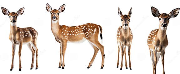 Axis Deer Four Poses Isolated on White Stock Illustration ...