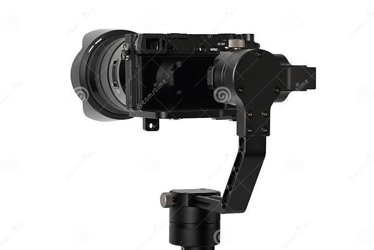 Stabilization System with 3-axis Gimbals & Mirrorless Camera Stock ...