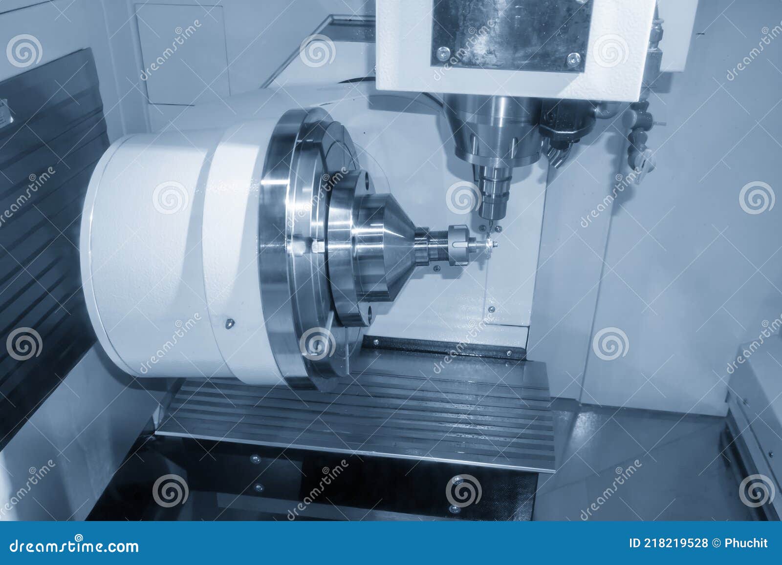 The 5-axis Machining Center Cutting the Turbocharger Blade with Solid ...