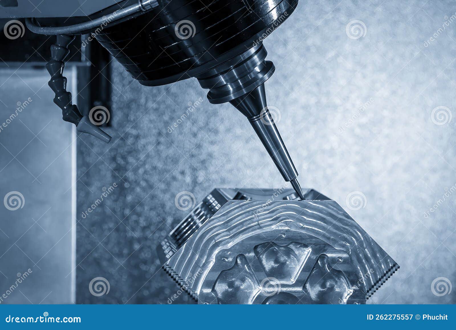 The 5-axis Machining Center Cutting the V8 Engine Cylinder Block with ...