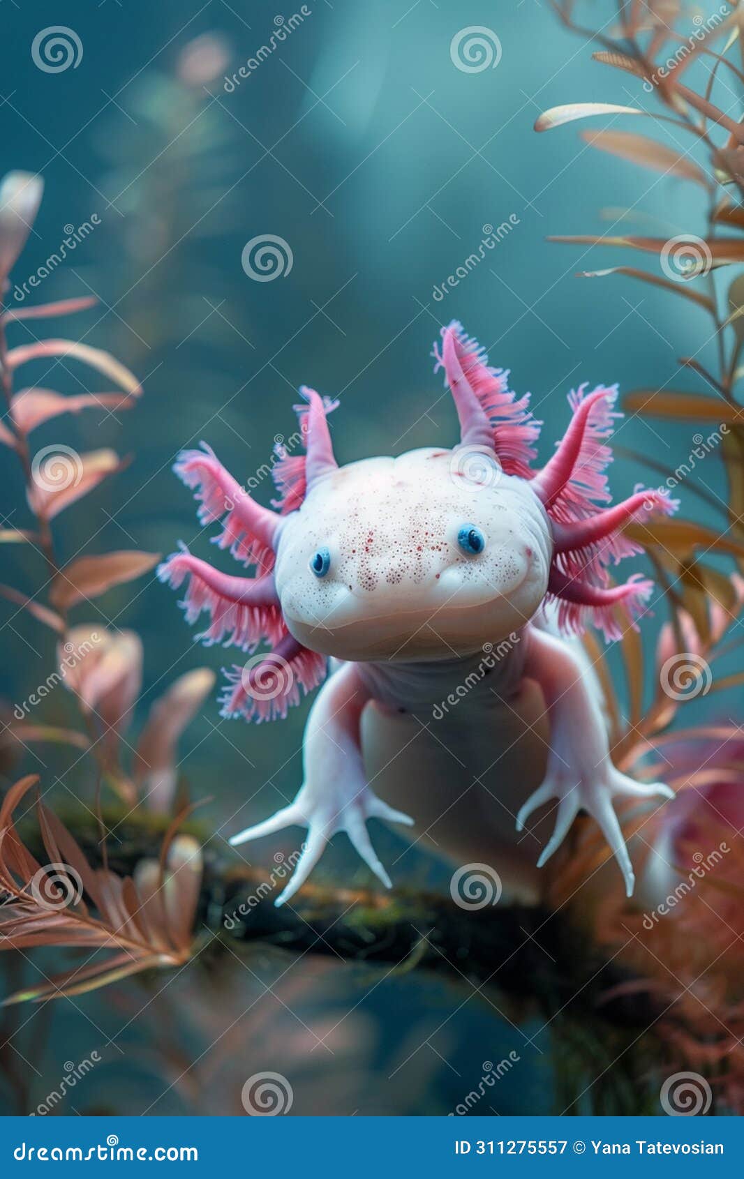 Axolotl in Aquarium Water. Selective Focus Stock Image - Image of ...