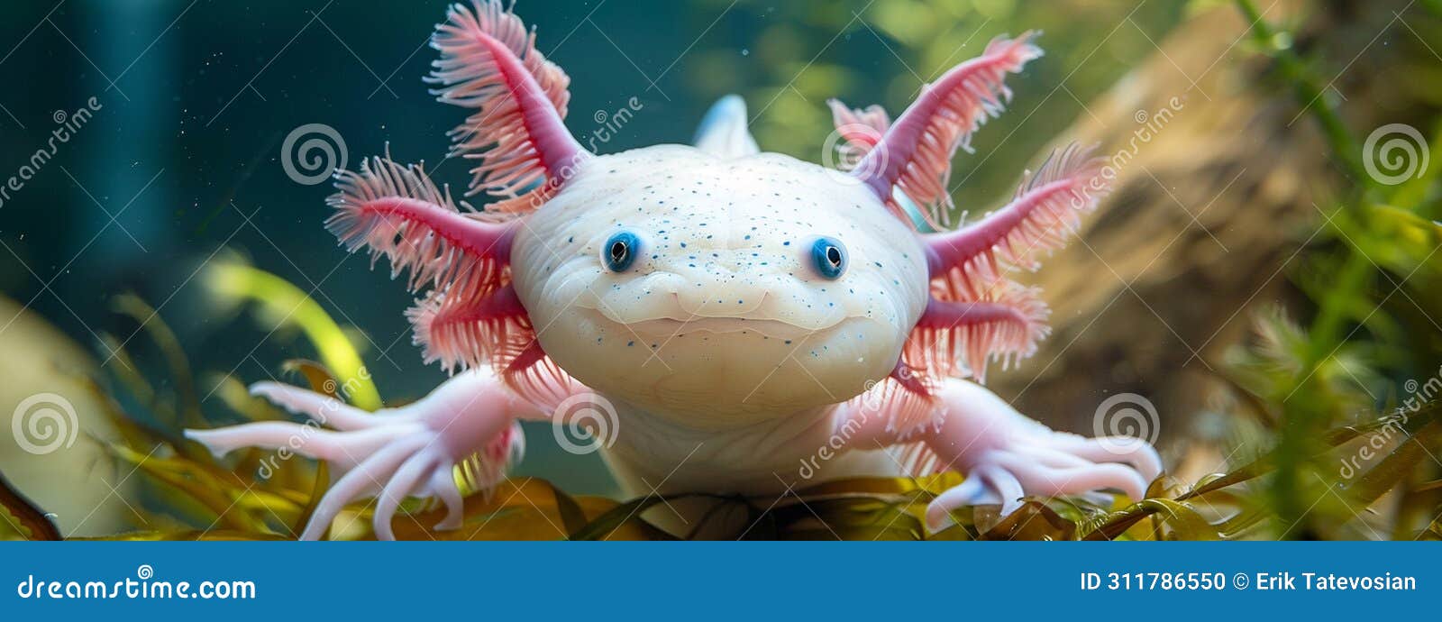 Axolotl in Aquarium Water. Selective Focus Stock Photo - Image of ...