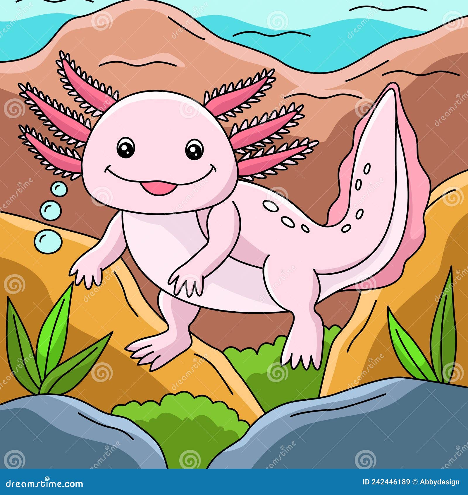 Axolotl Cartoon Colored Animal Illustration Stock Vector - Illustration ...