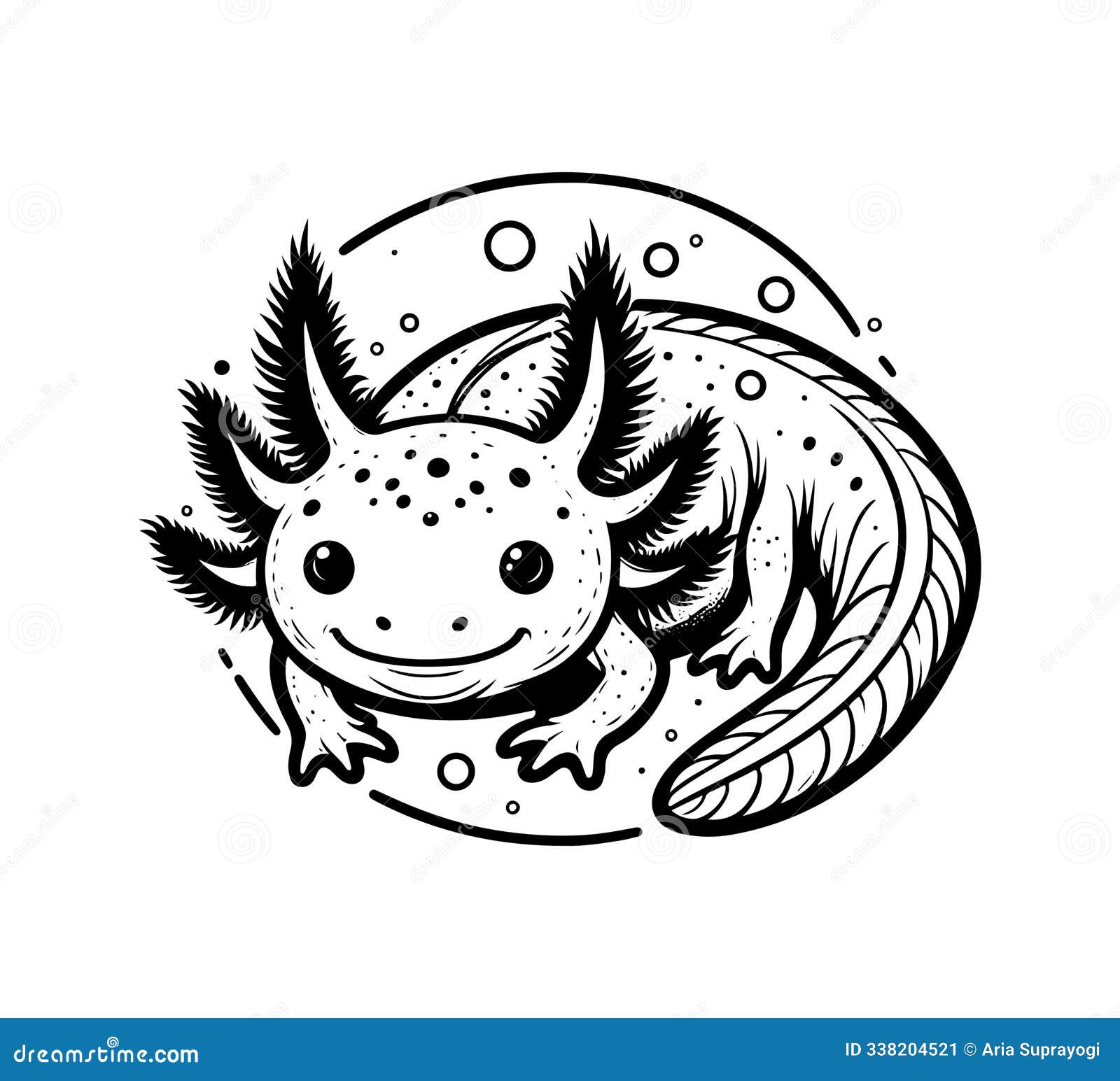 Axolotl Hand Drawn Vector Illustration Stock Illustration ...