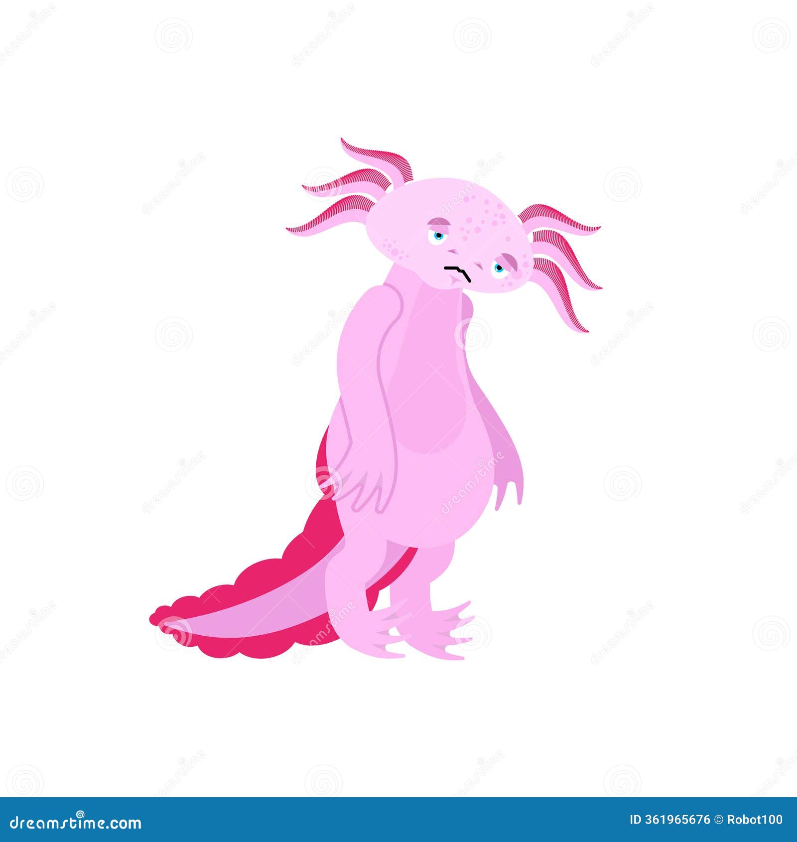 Angry Axolotl Ball Style Character Carton Background Illustration In ...