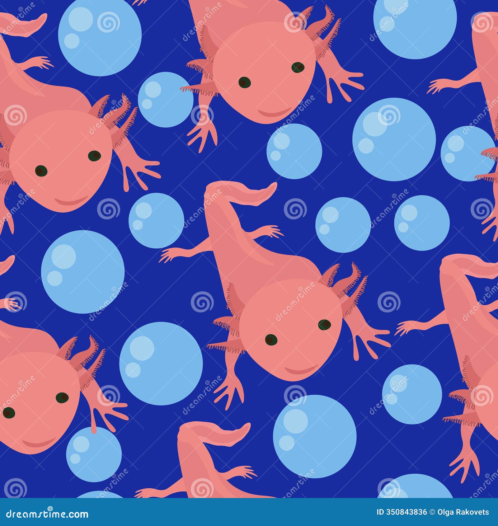 Axolotl Seamless Pattern, Aquarium Animal And Stars For Fabric, Paper ...