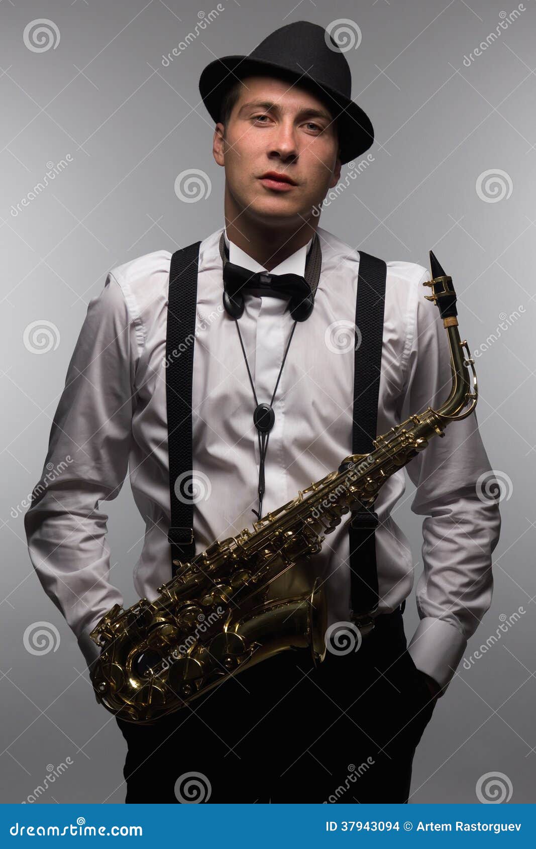 Axophone player with hat stock photo. Image of blues - 37943094