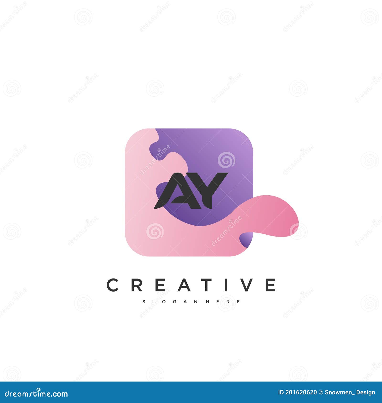 AY Initial Letter Logo Icon Design Template Elements with Wave Colorful ...