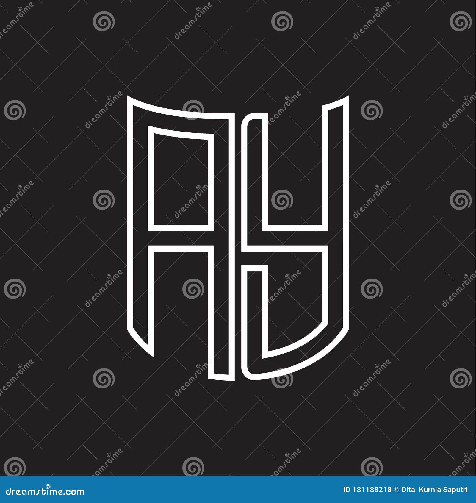 AY Logo Monogram with Ribbon Style Outline Design Template Stock Vector ...
