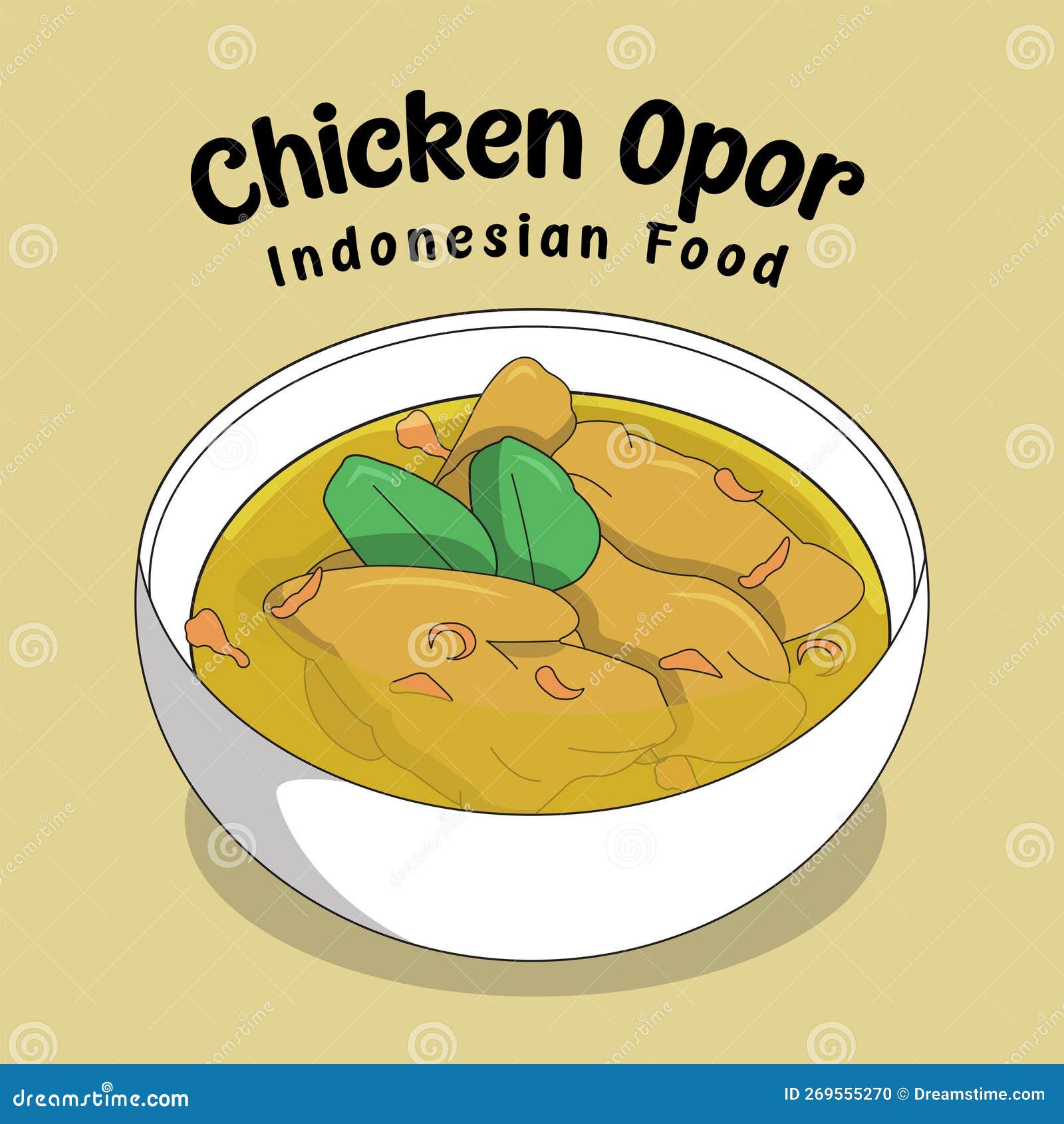 Chicken Opor Indonesian Food Illustration Vector Stock Vector ...