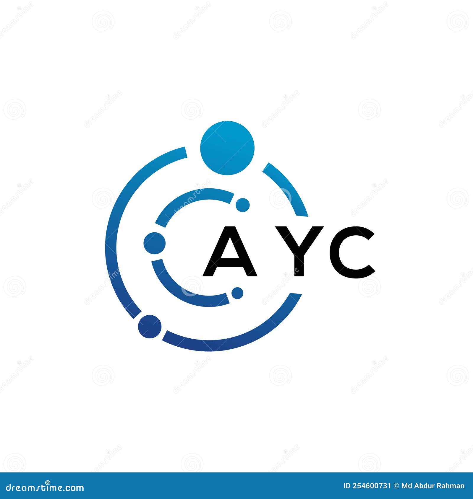 AYC Letter Logo Design on Black Background. AYC Creative Initials ...