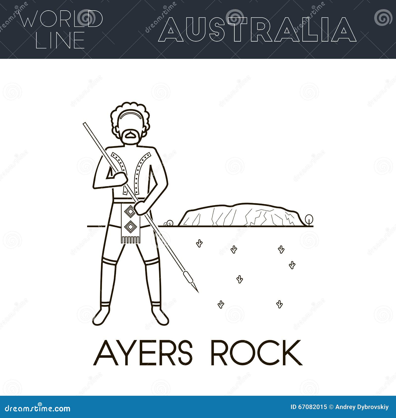 Ayers Rock, Australia Vintage Style Landmark Poster Template Vector Illustration | CartoonDealer ...