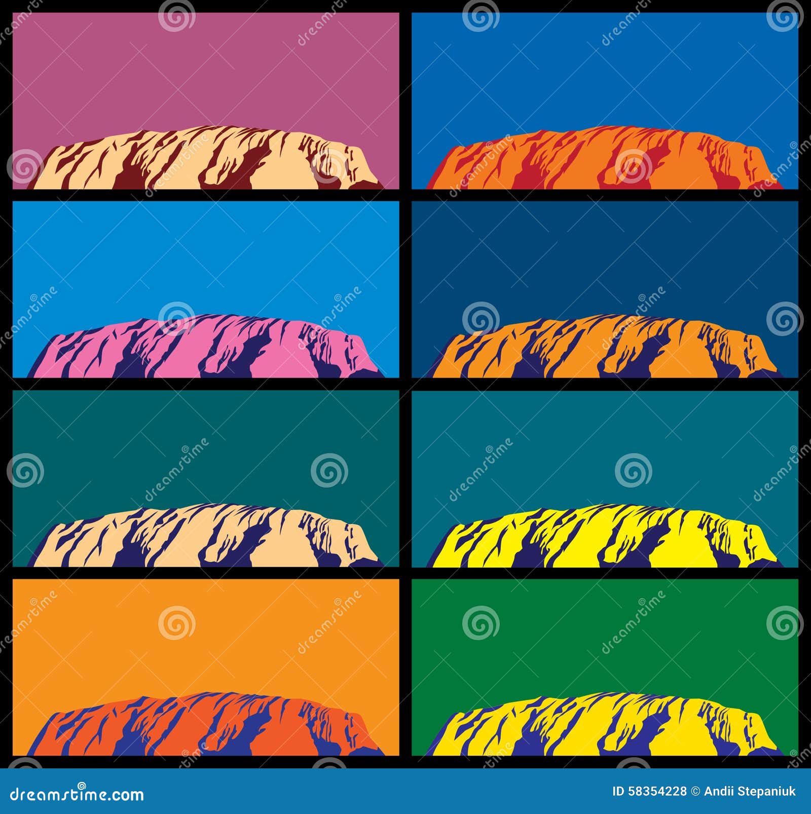 Ayers Rock, Australia Vintage Style Landmark Poster Template Vector Illustration | CartoonDealer ...