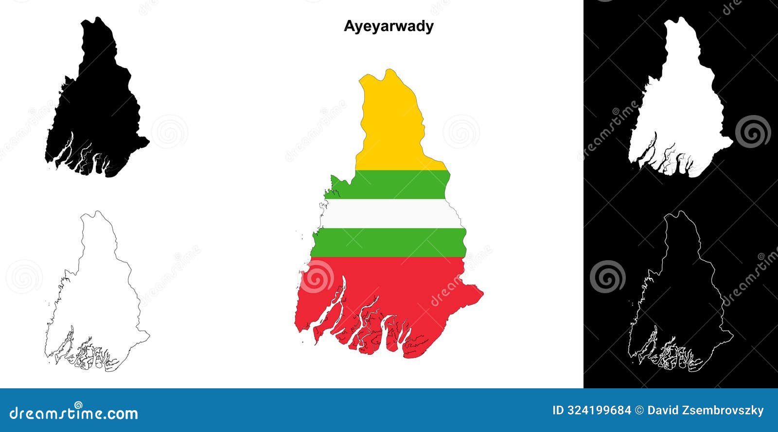 Ayeyarwady outline map stock illustration. Illustration of geography ...