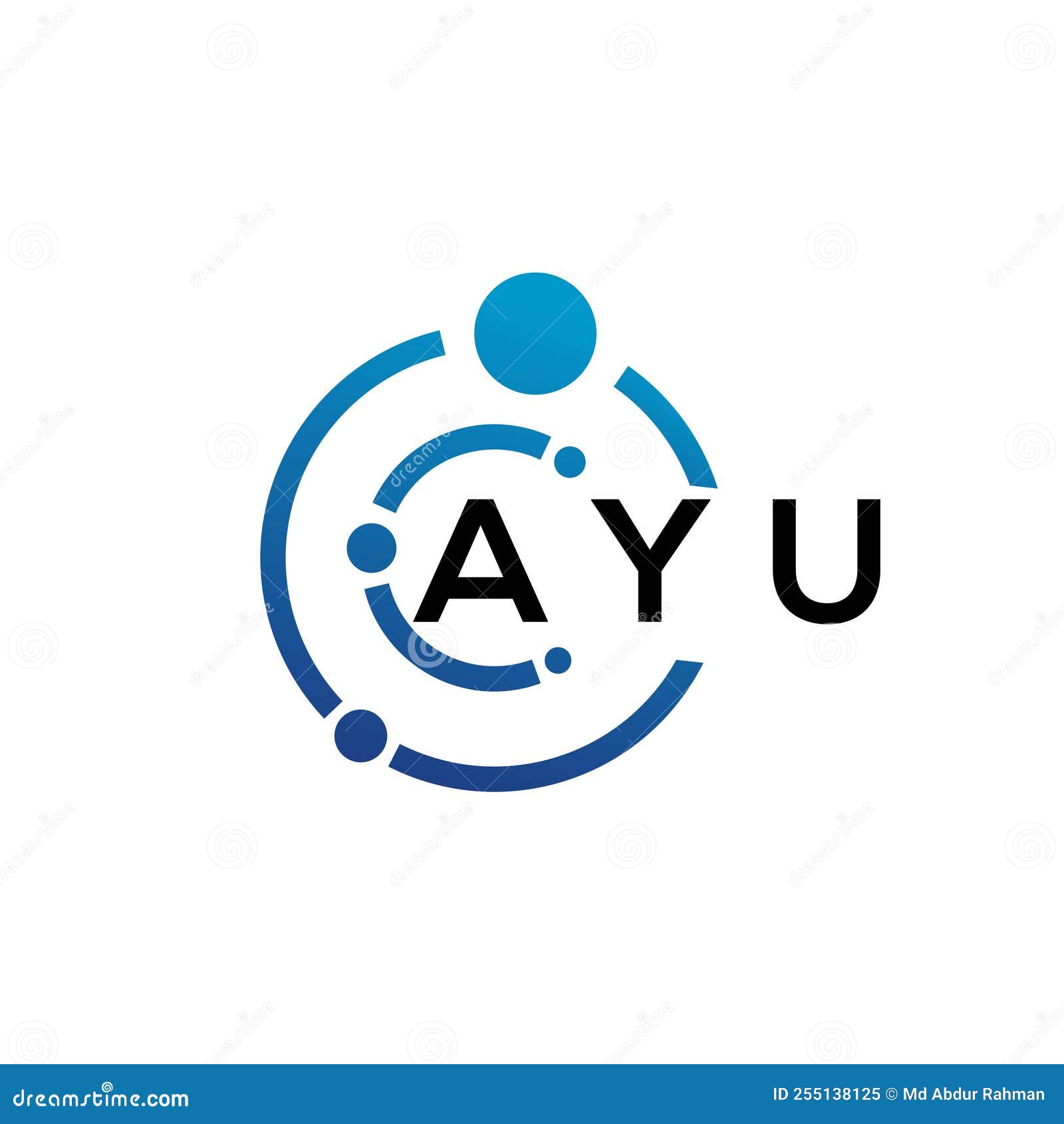 AYU Letter Logo Design on Black Background. AYU Creative Initials ...