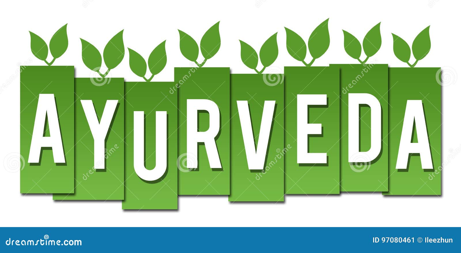 Ayurveda Green Leaves Stripes Stock Illustration - Illustration of ...