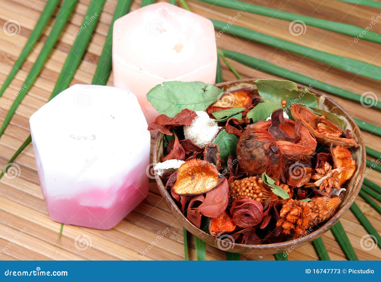 Ayurvedic Dry Flowers and Candles Stock Image - Image of ritual ...