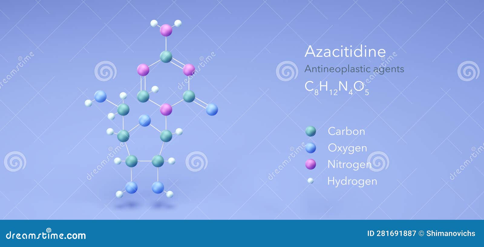 Azacitidine Molecule, Molecular Structures, Antineoplastic Agents, 3d ...