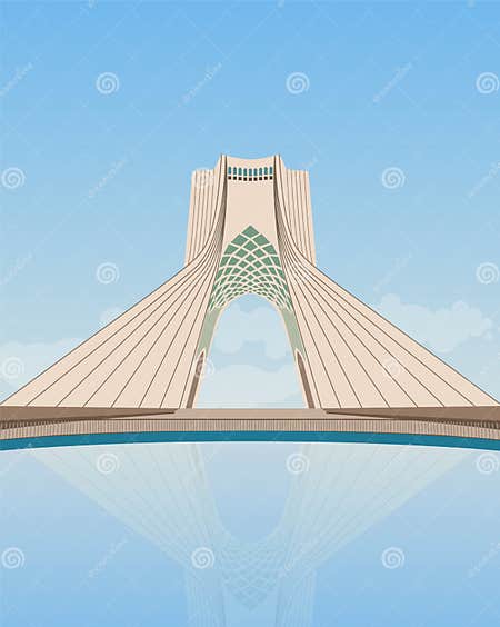 Azadi Tower in Iran, Vector Illustration Stock Vector - Illustration of ...