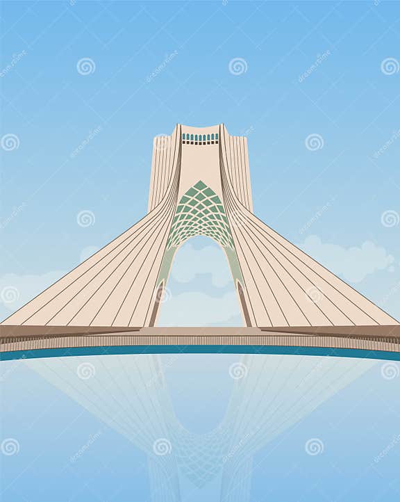 Azadi Tower in Iran, Vector Illustration Stock Vector - Illustration of ...