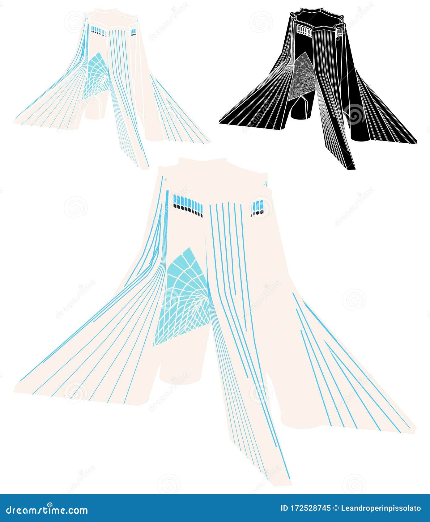 Azadi Tower In Iran - Tehran Vector Illustration Set | CartoonDealer ...