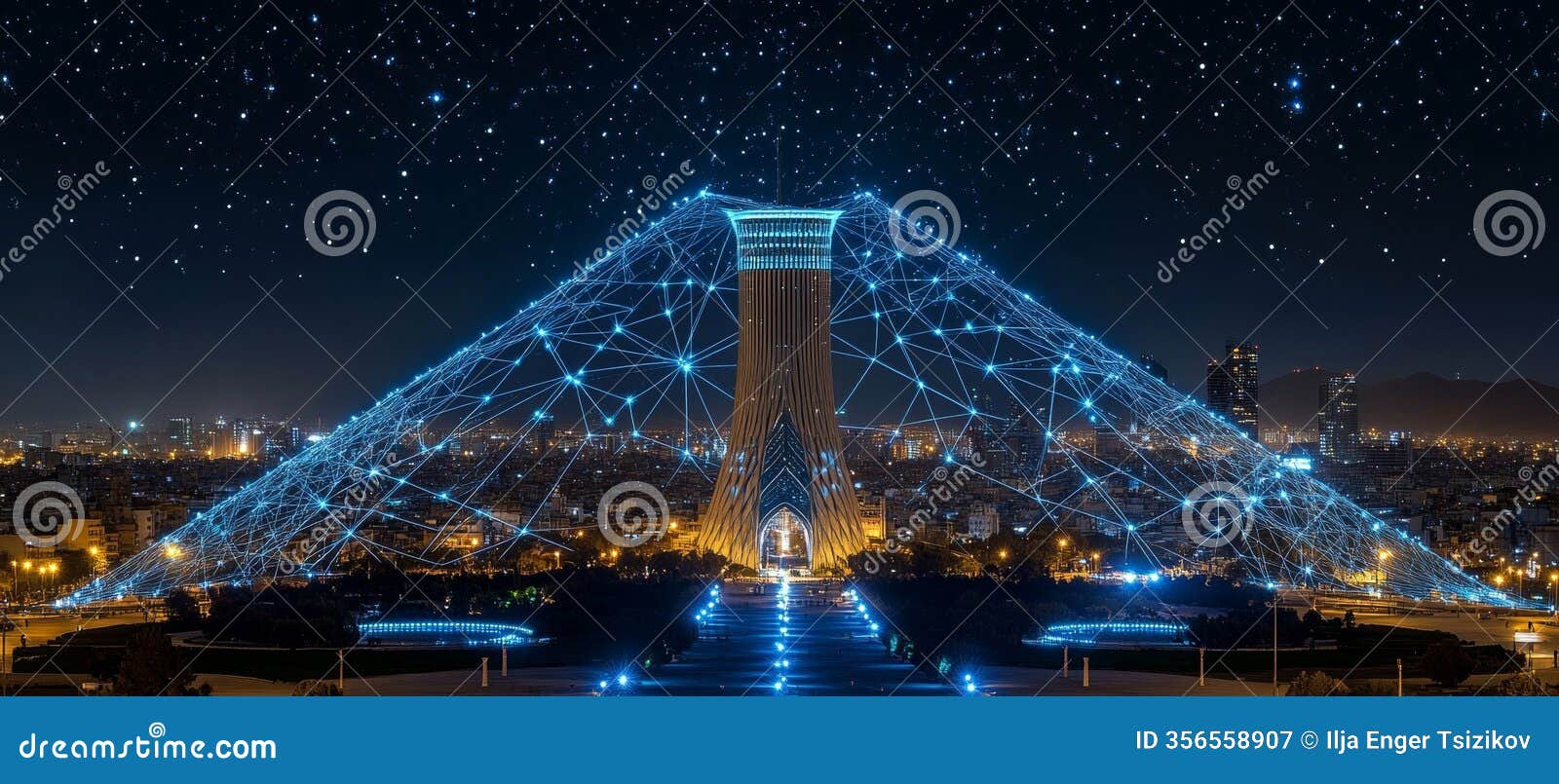 Azadi Tower In Iran - Tehran Vector Illustration Set | CartoonDealer ...